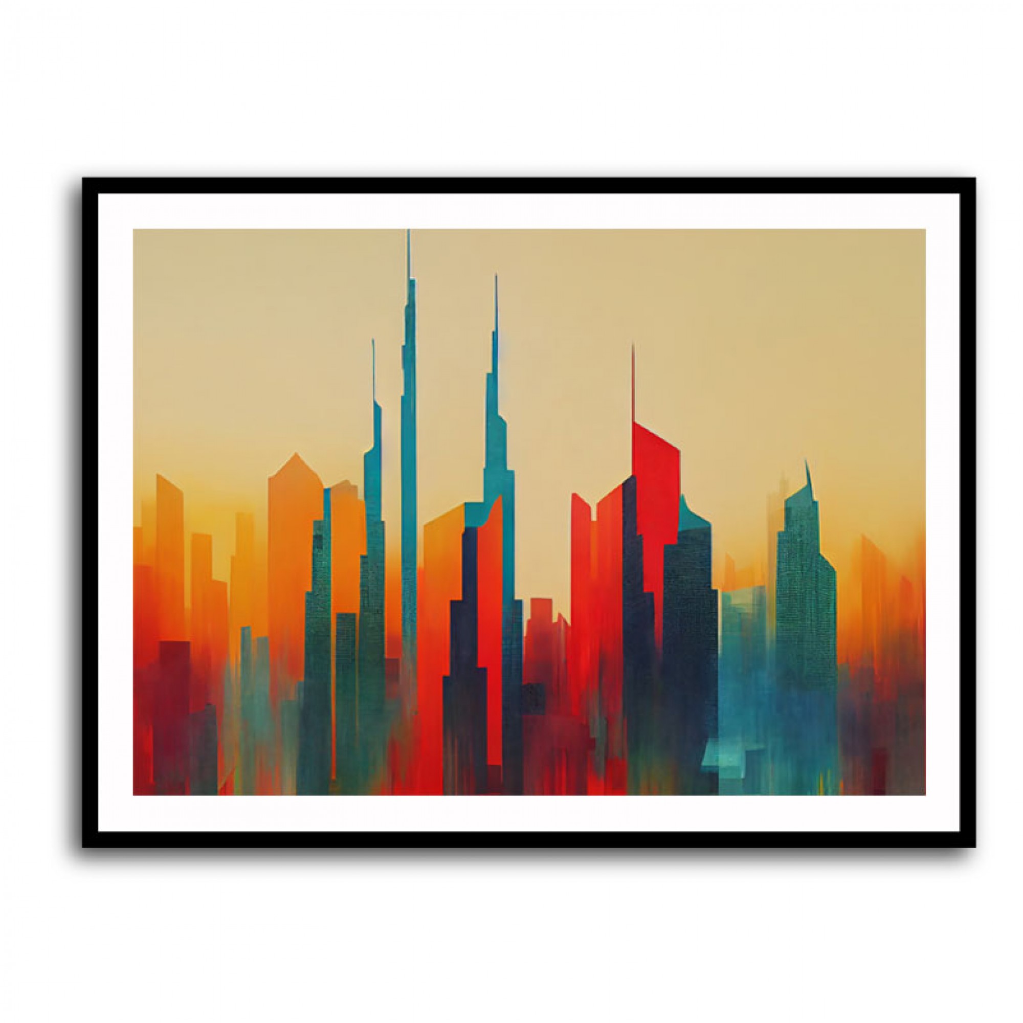 Dubai Skyline Abstract Lines Wall Art